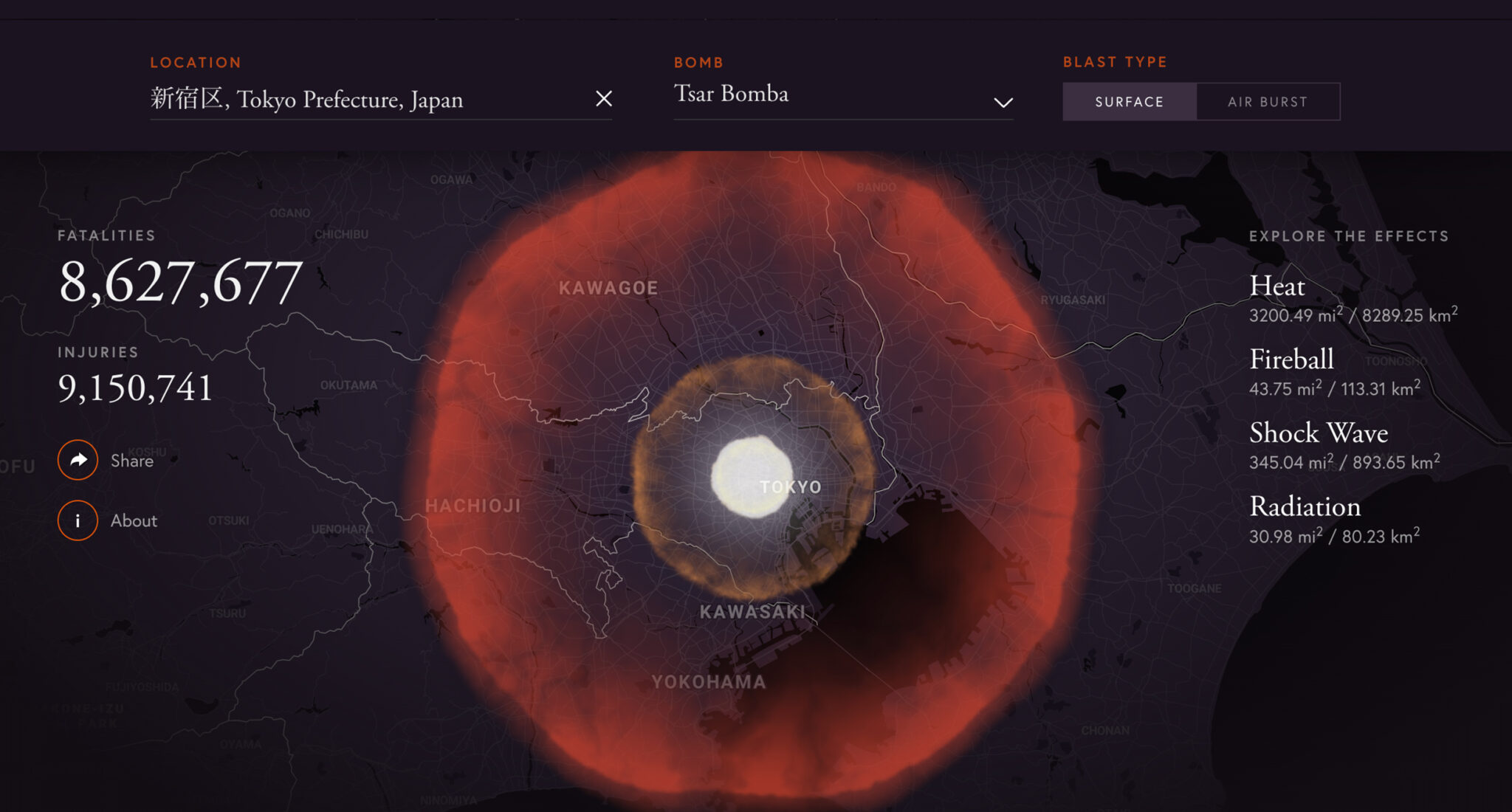 世界のあらゆる場所での核爆発をシミュレーションするサイト『OUTRIDER』 - Collection - Learning Design Lab.